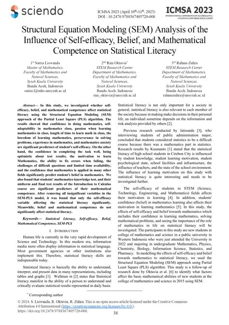 Pdf Structural Equation Modeling Sem Analysis Of The Influence Of Self Efficacy Belief And