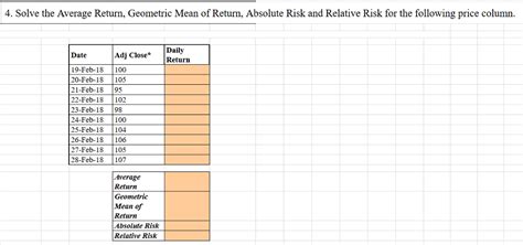 Solved Solve The Average Return Geometric Mean Of Chegg