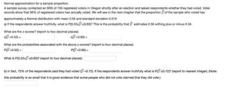 Solved Normal Approximation For A Sample Proportion A