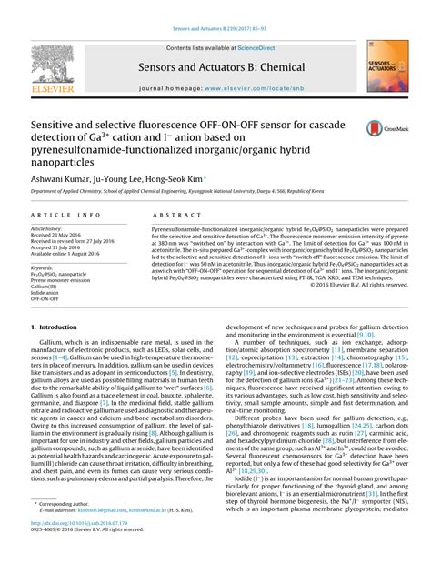 Pdf Sensitive And Selective Fluorescence Off On Off Sensor For