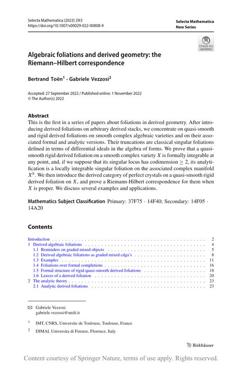 Pdf Algebraic Foliations And Derived Geometry The Riemann Hilbert Correspondence