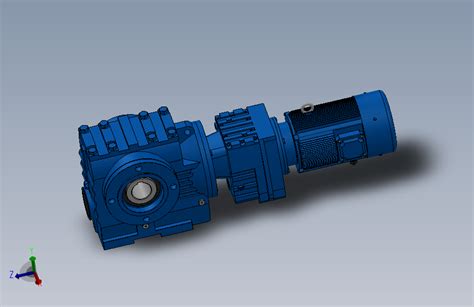 Saf67r37组合式斜齿 蜗轮蜗杆减速机 Saf67r37 Y018 4p 365 M1 0° A 90solidworks 2020