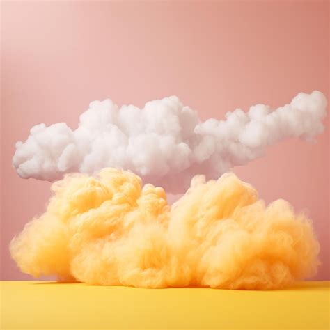 Premium Photo A Cotton Candy Yellow Background With Fluffy Clouds