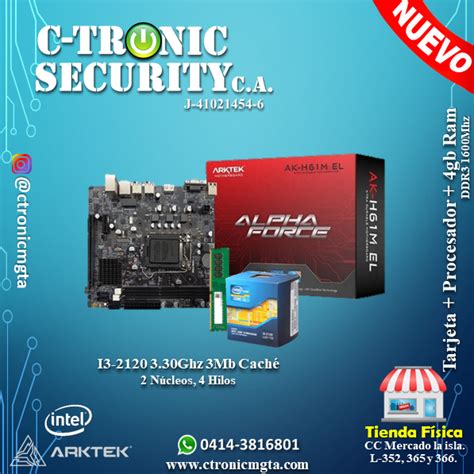 Combo Intel I3 2120 Tarjeta Madre Arktek H61m 4gb Ram Ddr3