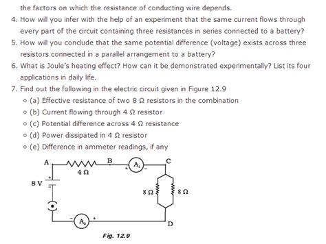 Important Questions For Class 10 Science Chapter 12 Electricity