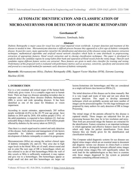 Review Of Methods For Diabetic Retinopathy Detection And Severity Classification Pdf