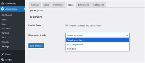 Tax Settings WP Ever Accounting