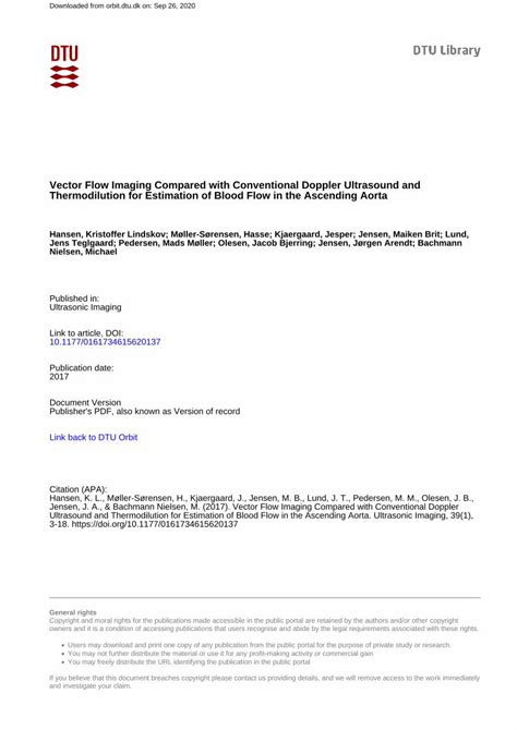 Pdf Vector Flow Imaging Compared With Conventional Doppler