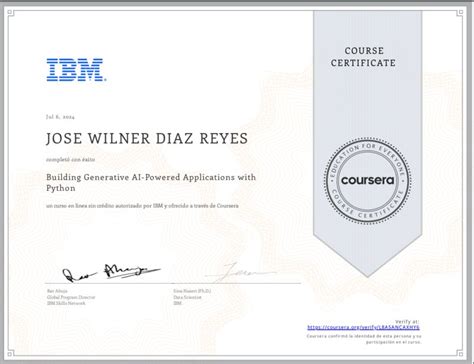 José Wilmer Díaz Reyes On Linkedin Aibuilding Pythonprogramming Generativeai Ibm Coursera