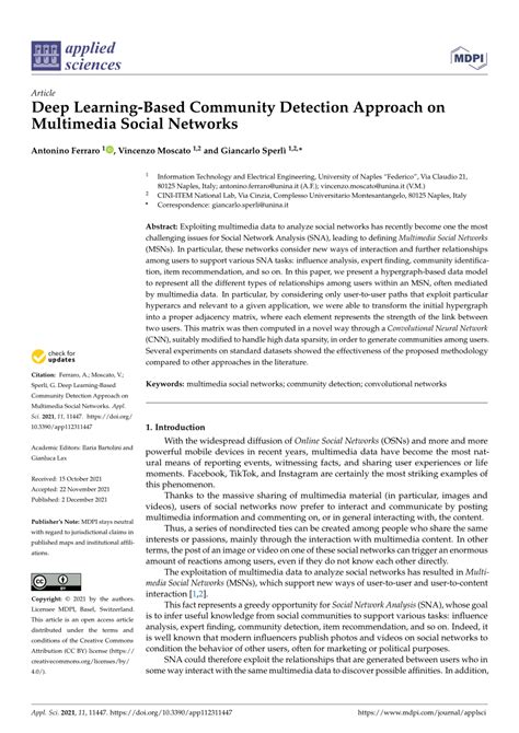 Pdf Deep Learning Based Community Detection Approach On Multimedia Social Networks