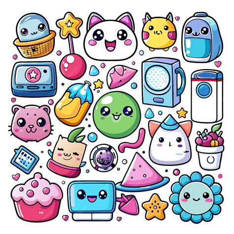 A Colorful Collection Of Cute Cartoonish Objects And Characters Premium Ai Generated Vector