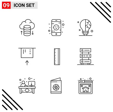 Pixle Perfect Set Of 9 Line Icons Outline Icon Set For Webite Designing And Mobile Applications