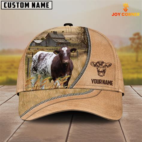 Uni Shorthorn Farming Light Brown Customized Name Cap Unijames