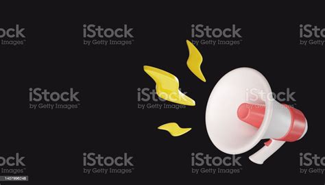 검은 배경에 번개가있는 빨간색과 흰색 메가폰 라우드 스피커 3차원 형태에 대한 스톡 사진 및 기타 이미지 3차원 형태 관악기 남자 Istock