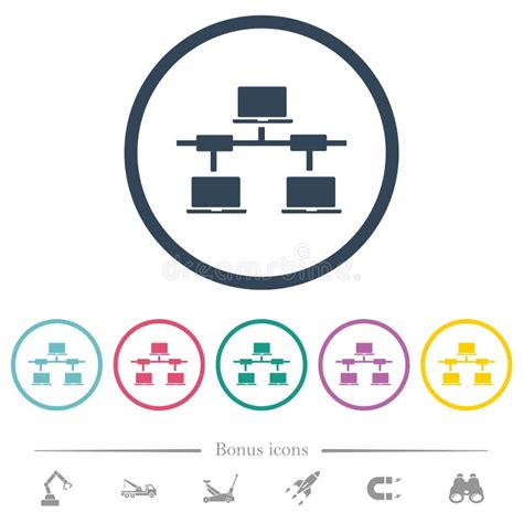Computer Network Flat Color Icons In Round Outlines Stock Vector Illustration Of