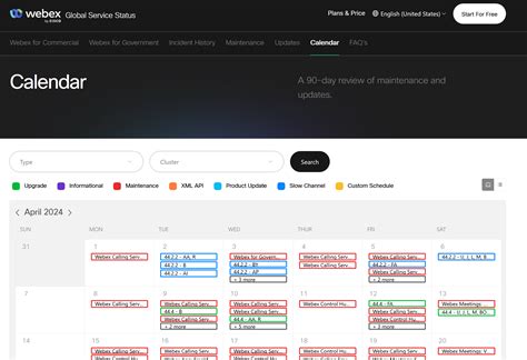 Webex Service Status Information