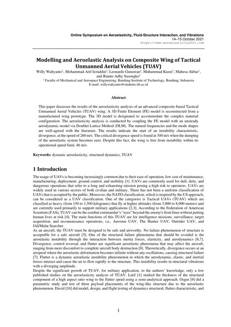 Pdf Modelling And Aeroelastic Analysis On Composite Wing Of Tactical Unmanned Aerial Vehicles
