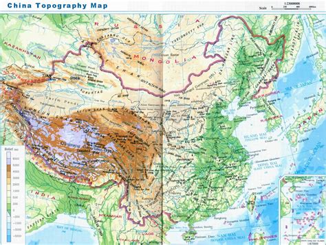 China Topography Map China Tour Background Information