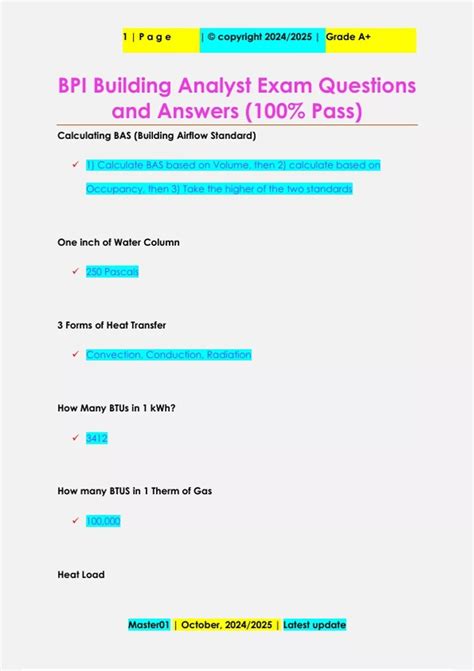 Bpi Building Analyst Exam Questions And Answers 100 Pass Bpi Stuvia Us