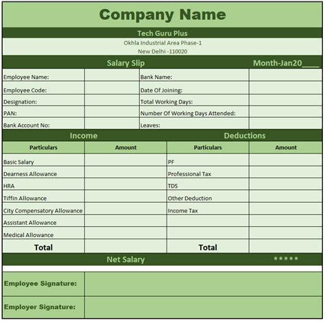 Salary Slip Format In Excel Download Salary Slip Format In Excel Download Free