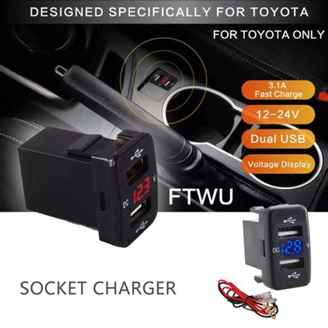 ที่ชาร์จไฟในรถยนต์12v 24v เบ้าเสียบพอร์ต Usb คู่4 2a โวลต์มิเตอร์สำหรับโตโยต้า Th