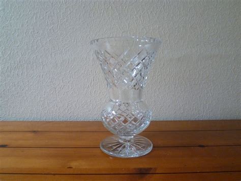 Large Vintage Quality Crystalcut Glass Thistle Shaped Vase Etsy