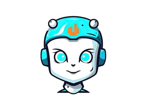 로봇 챗봇 Ai 봇 만화 로고 배지 디자인 기호 만화 플랫 스타일 일러스트레이션 Generative Aixa 프리미엄 사진