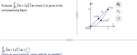 solved evaluate ∫c 6x 3y ds where c is given in the