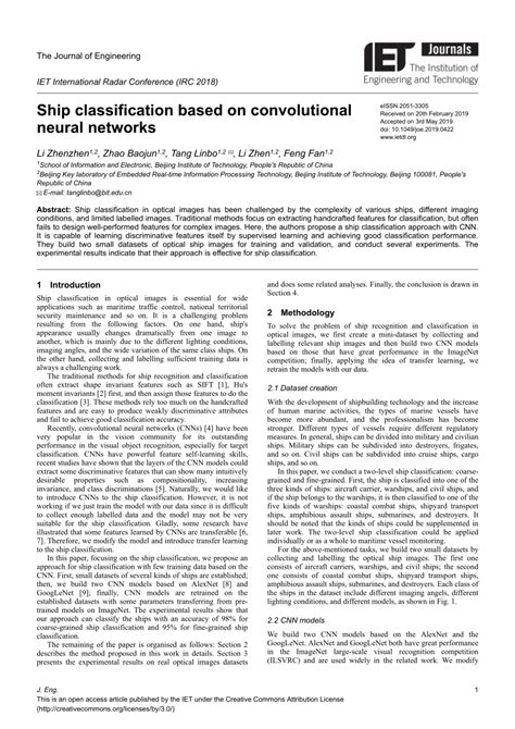 Pdf Ship Classification Based On Convolutional Neural Networks