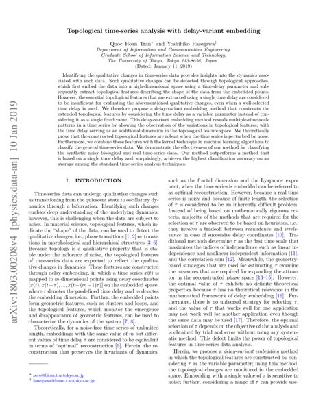 Pdf Topological Time Series Analysis With Delay Variant Embedding
