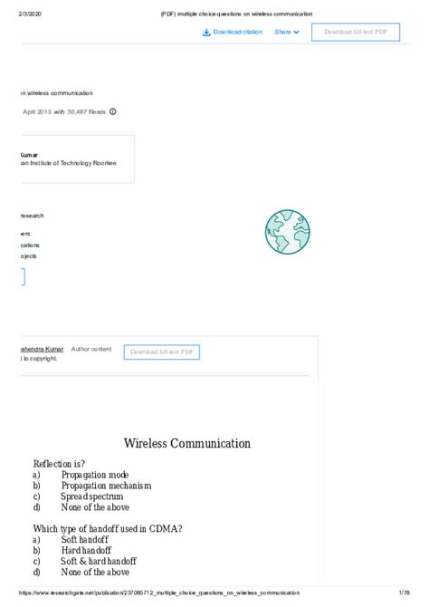 Pdf Multiple Choice Questions On Wireless Communication Pdfcoffeecom