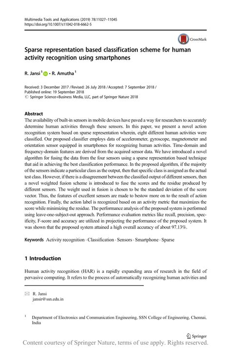 Sparse Representation Based Classification Scheme For Human Activity Recognition Using Smartphones