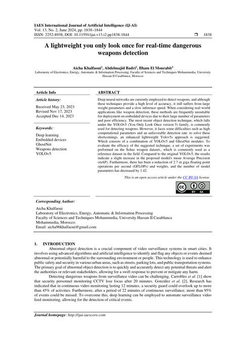 Pdf A Lightweight Yolov5 For Real Time Dangerous Weapons Detection