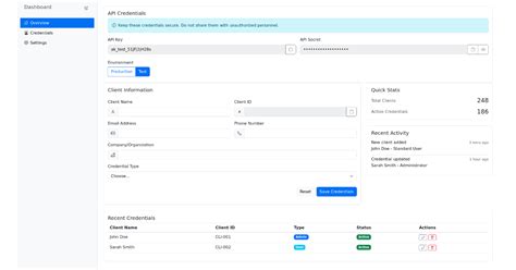Client Credentials Manager Free Html Bootstrap Component