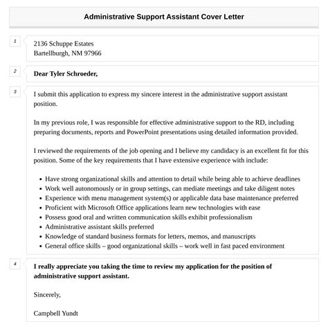 Administrative Support Assistant Cover Letter Velvet Jobs