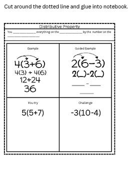 Distributive Property Interactive Notebook And Practice By Martin Middle Math