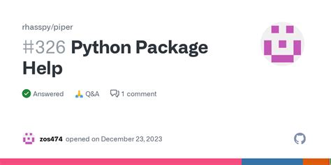python package help · rhasspy piper · discussion 326 · github