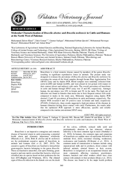 Pdf Molecular Characterization Of Brucella Abortus And Brucella Melitensis In Cattle And