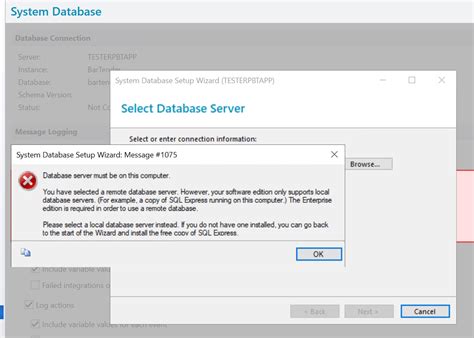 sql server express local to remote server without bartender enterprise