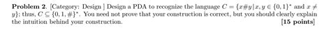 Solved Problem Category Design Design A PDA To Chegg