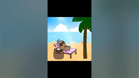 휴가 여름 태닝 해변 선탠 선글라스 코코넛 야자수 바다 태양 Animation 모리 Funny 캐릭터 구릿빛 Summer Vacation