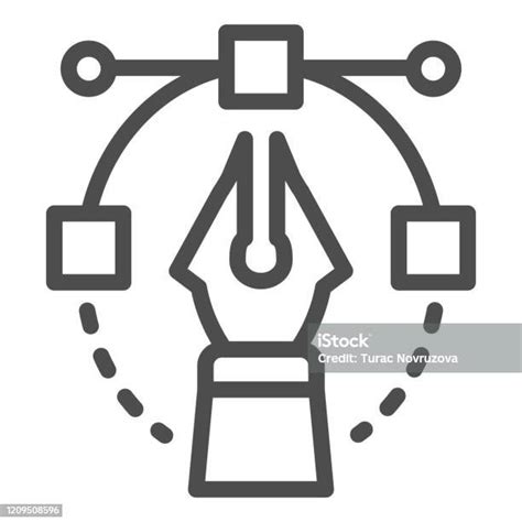 펜 도구 선 아이콘입니다 흰색에 격리 된 베지어 벡터 그림입니다 디자인 도구는 웹 및 응용 프로그램을 위해 설계된 스타일 디자인을 개요 Eps 10 10에 대한 스톡 벡터