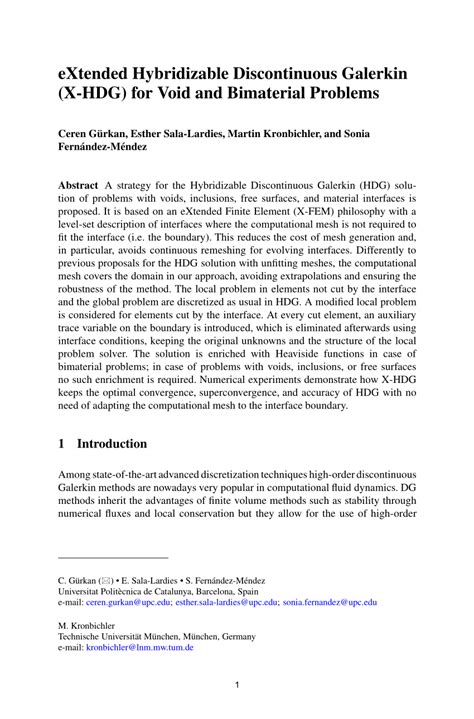 Pdf Extended Hybridizable Discontinuous Galerkin X Hdg For Void And