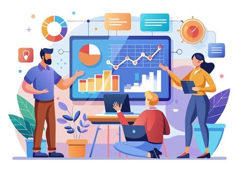 Team Collaboration And Data Analysis In A Business Meeting Vector Illustration Premium Ai