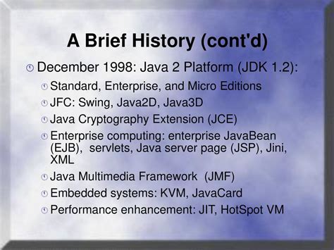 a brief history january 1996 first official release jdk ppt download