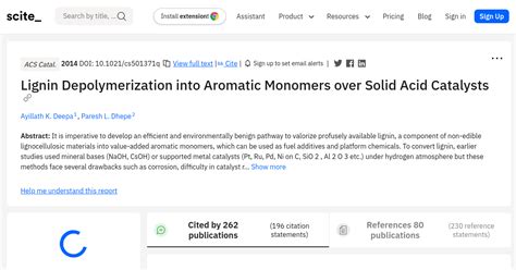 Lignin Depolymerization Into Aromatic Monomers Over Solid Acid Catalysts [scite Report]