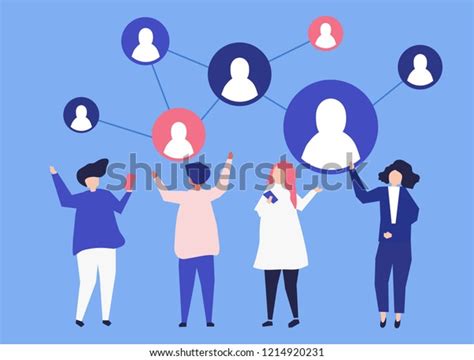 Characters People Their Social Network Illustration Stock Vector