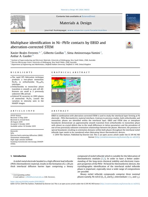 Pdf Multiphase Identification In Nipbte Contacts By Ebsd And Aberration Corrected Stem