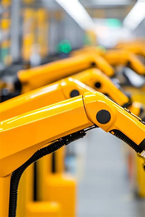 Robotic Arms In Automated Production Systems Enhancing Efficiency On Factory Floors Stock