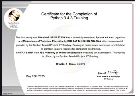 Passed Python 343 Course At Iit Bombay Prakhar Srivastava Posted On The Topic Linkedin